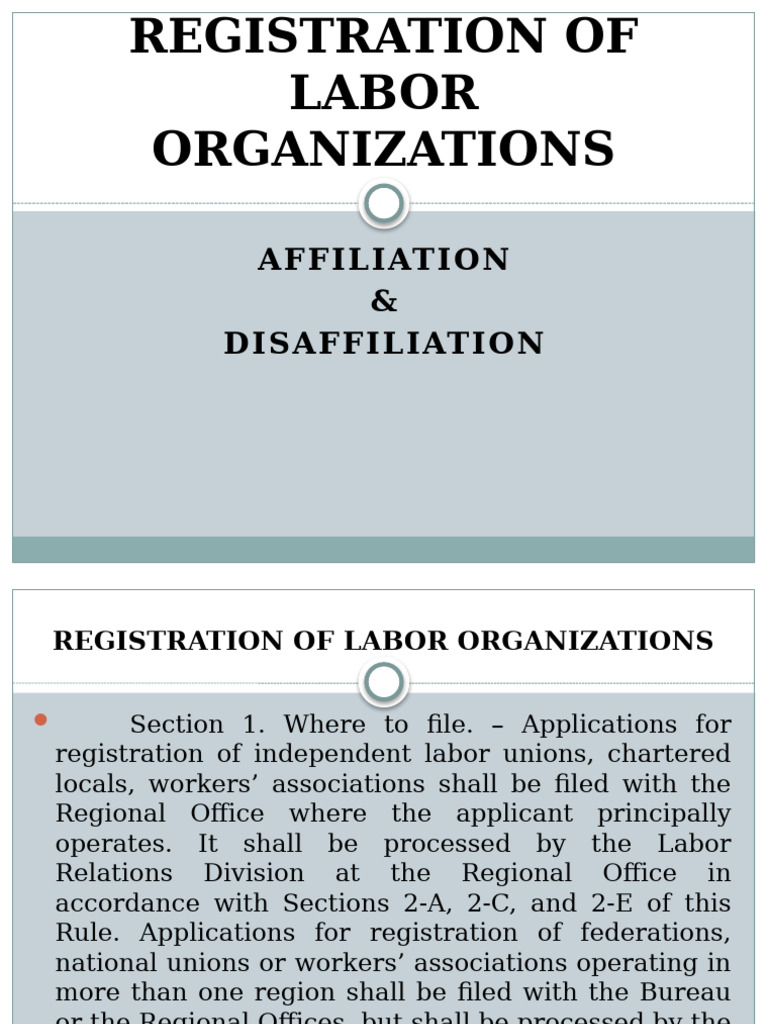 Labor Organization Registration Guide | PDF | Ratification | Trade Union