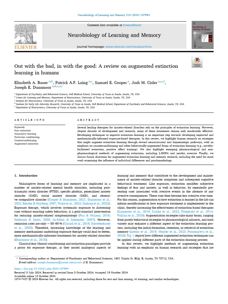Neurobiology of Learning and Memory | PDF | Fear | Classical Conditioning