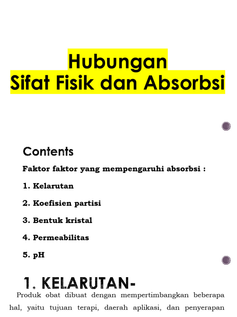 Faktor Pengaruh Absorbsi Obat dan Koefisien Partisi | PDF