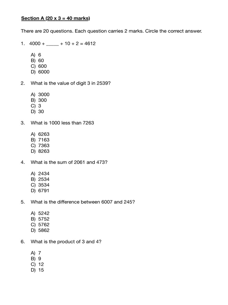 Mathematics Primary 3 | PDF | Mathematics