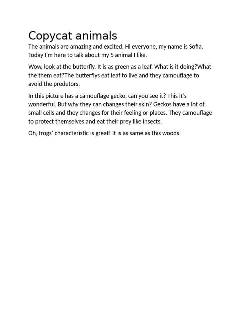 Copycat Animals | PDF | Home & Garden | Wellness