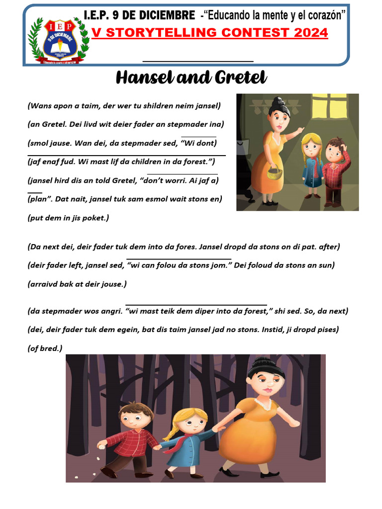 STORYTELLING - Hansel and Gretel - 3ero C | PDF | Hansel And Gretel ...