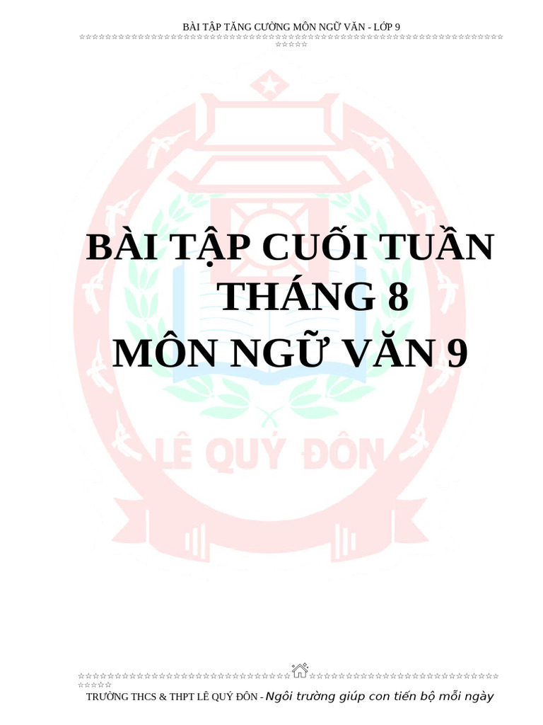 K9. Bài Tập Cuối Tuần T8 (24-25) - Nga | PDF