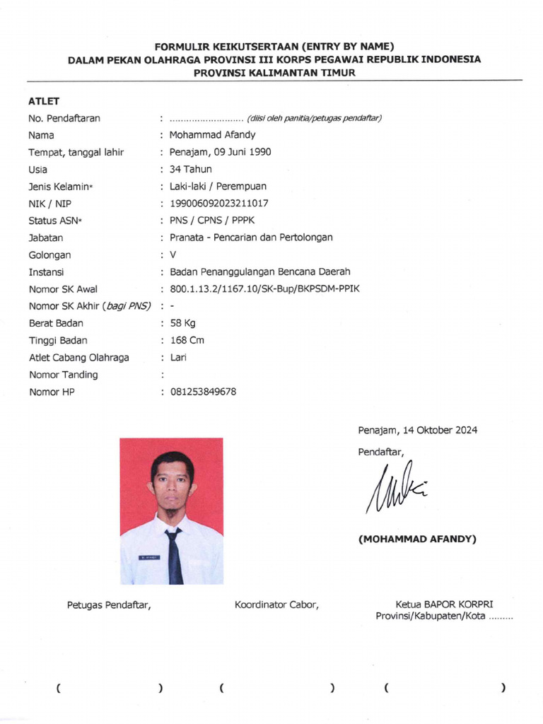 Scan Form Korpri Lomba | PDF