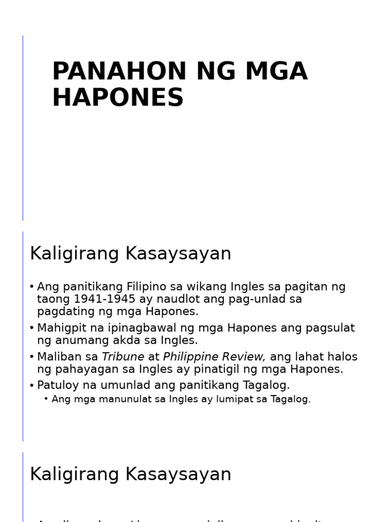 Panahon NG Mga Hapones | PDF