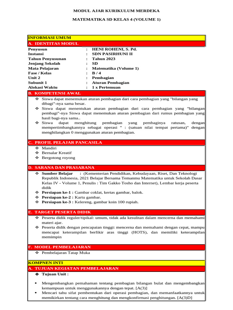 Modul Ajar Matematika Numerasi | PDF | Pengembangan Diri | Kesehatan ...