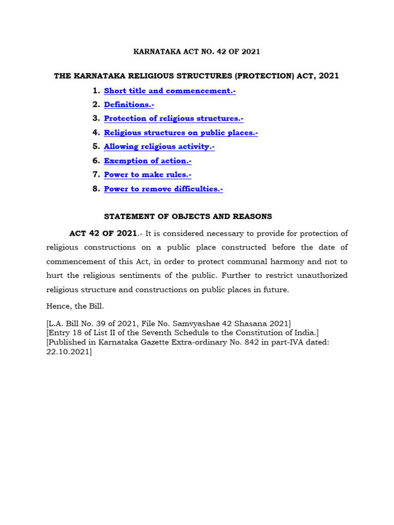 42 of 2021 (E) Karnataka Land Grant Rules Imp | PDF | Political ...