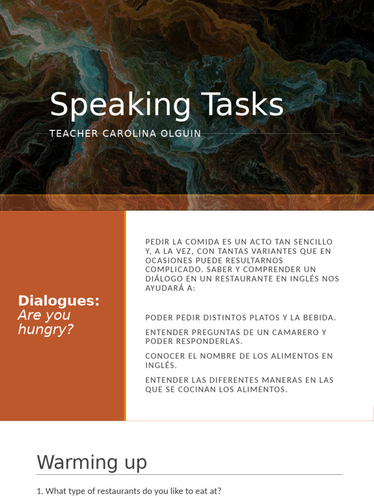 4.1. Speaking Activities | PDF | Comportamientos alimenticios de los ...