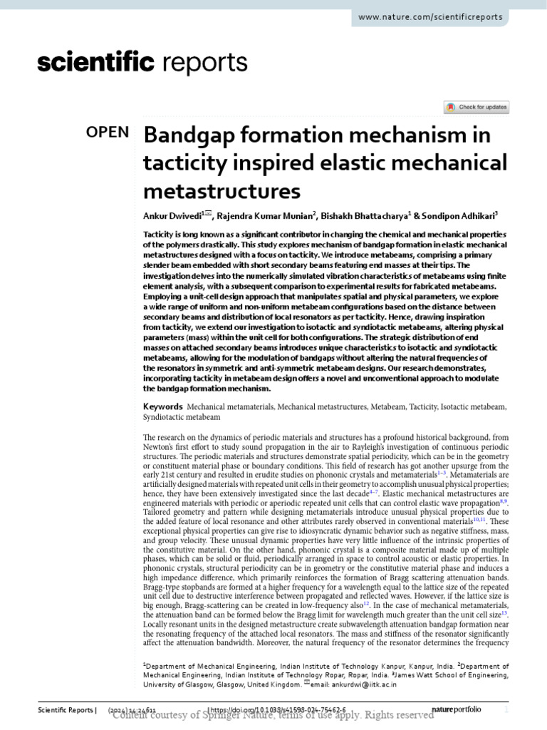 Bandgap Formation Mechanism in Tacticity Inspired | PDF | Metamaterial ...
