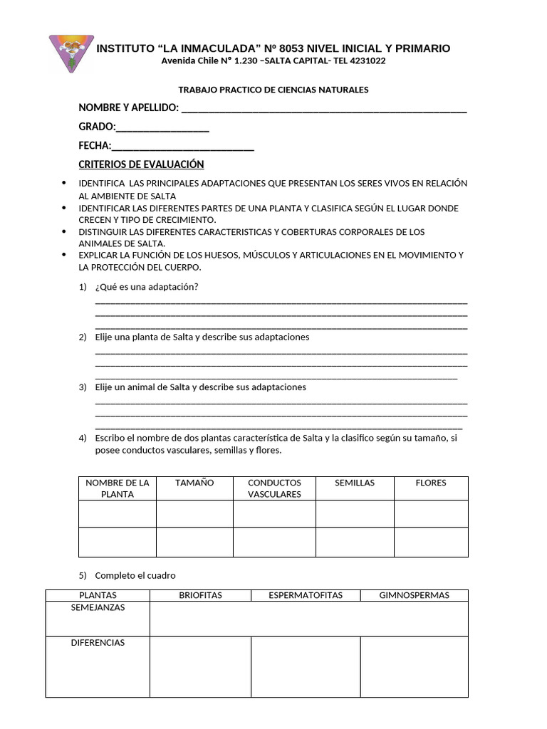 Para Ev Integradora Naturales | PDF | Plantas | Articulación