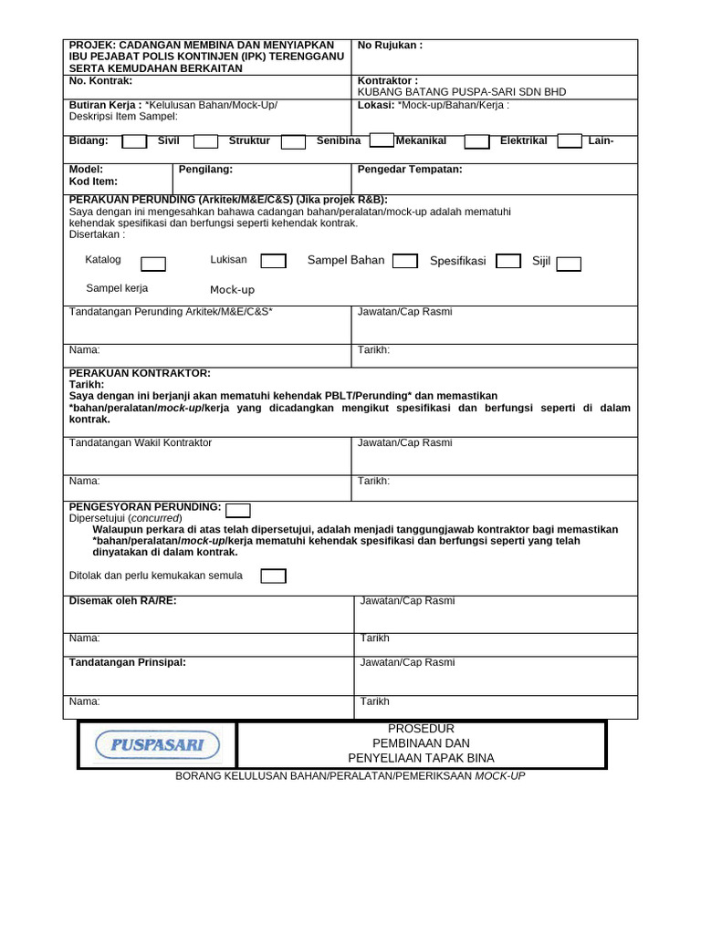 10.1.1 Appx B - General Form BORANG KELULUSAN BAHANPEMERIKSAAN MOCKUP | PDF