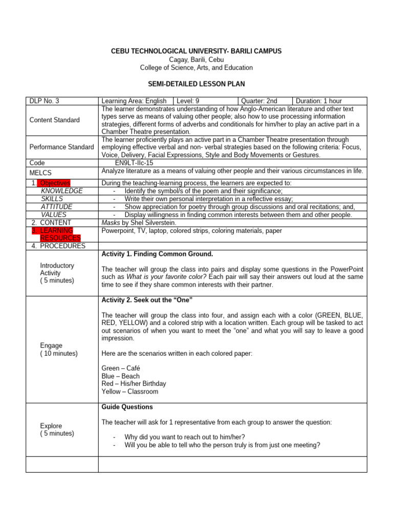 Cabilin LP Masks | PDF | Poetry | Learning