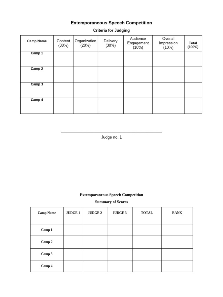Extemporaneous Speech Score Sheet | PDF