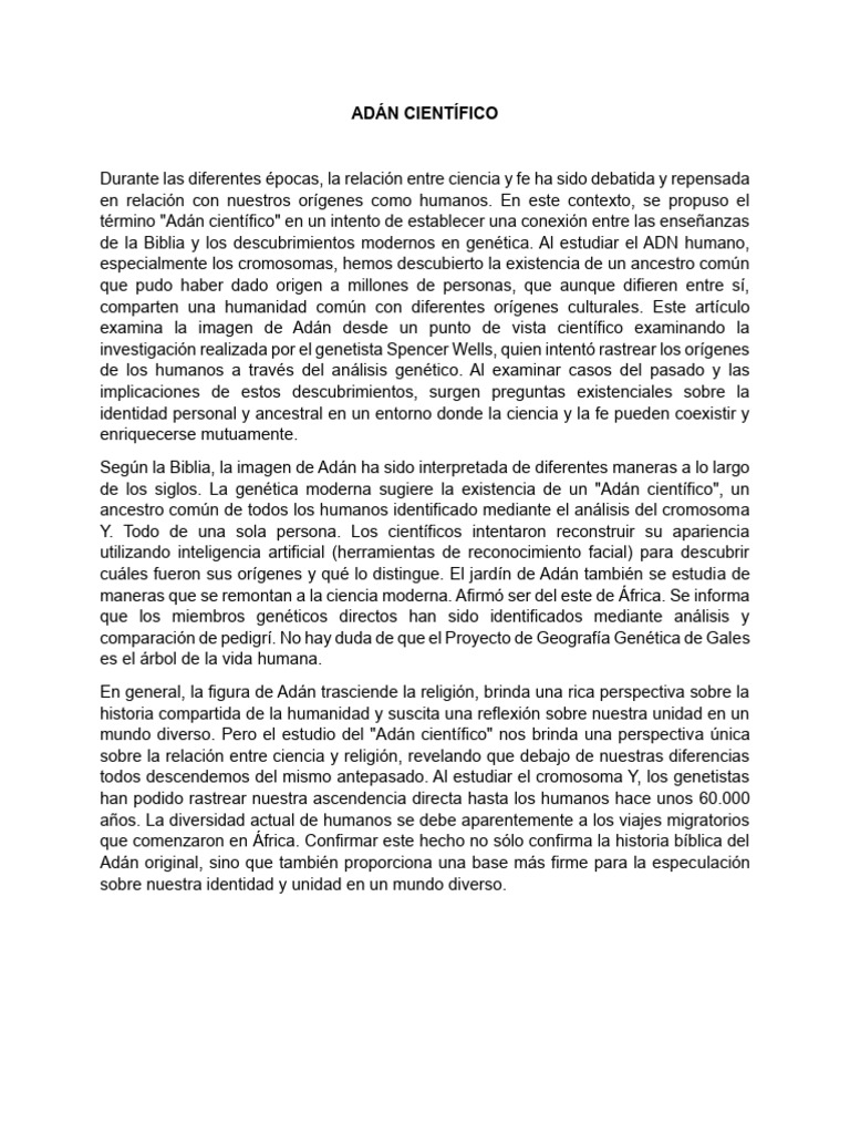 Adán Científico | PDF | Humano | Adán