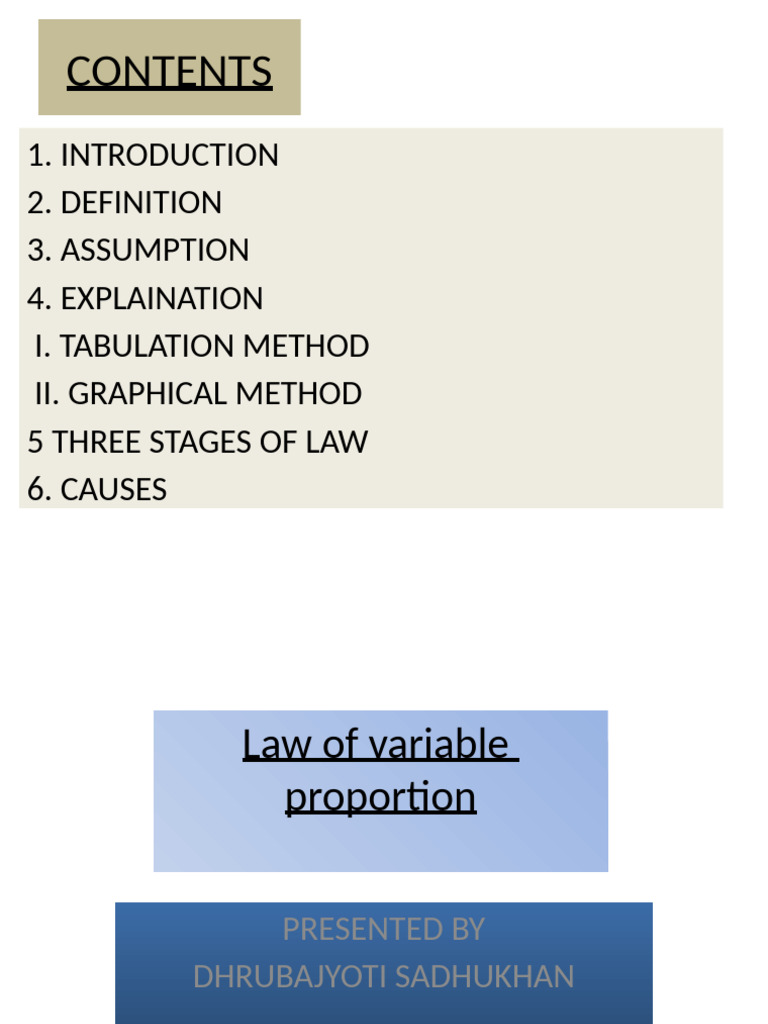 Law of Variable Proportion Explained | PDF | Production Function ...