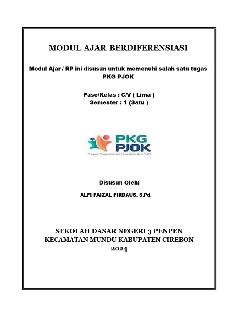 Modul Ajar Berdiferensiasi - PKG Pjok - Alfi, S.pd. | PDF