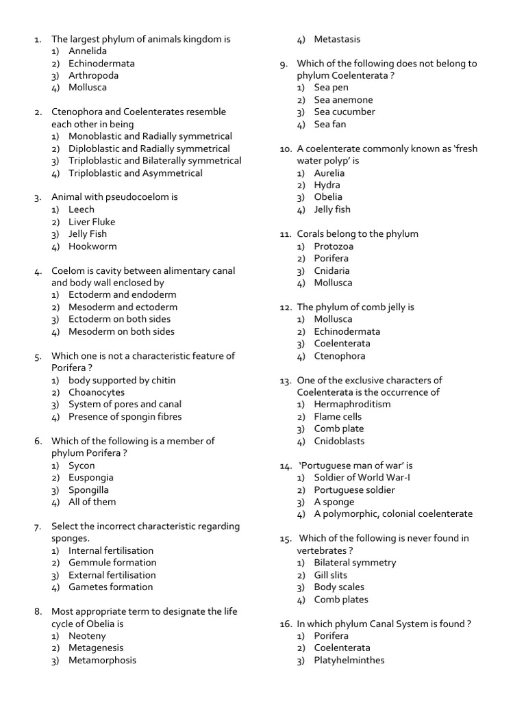 Quiz Animal Kingdom | PDF