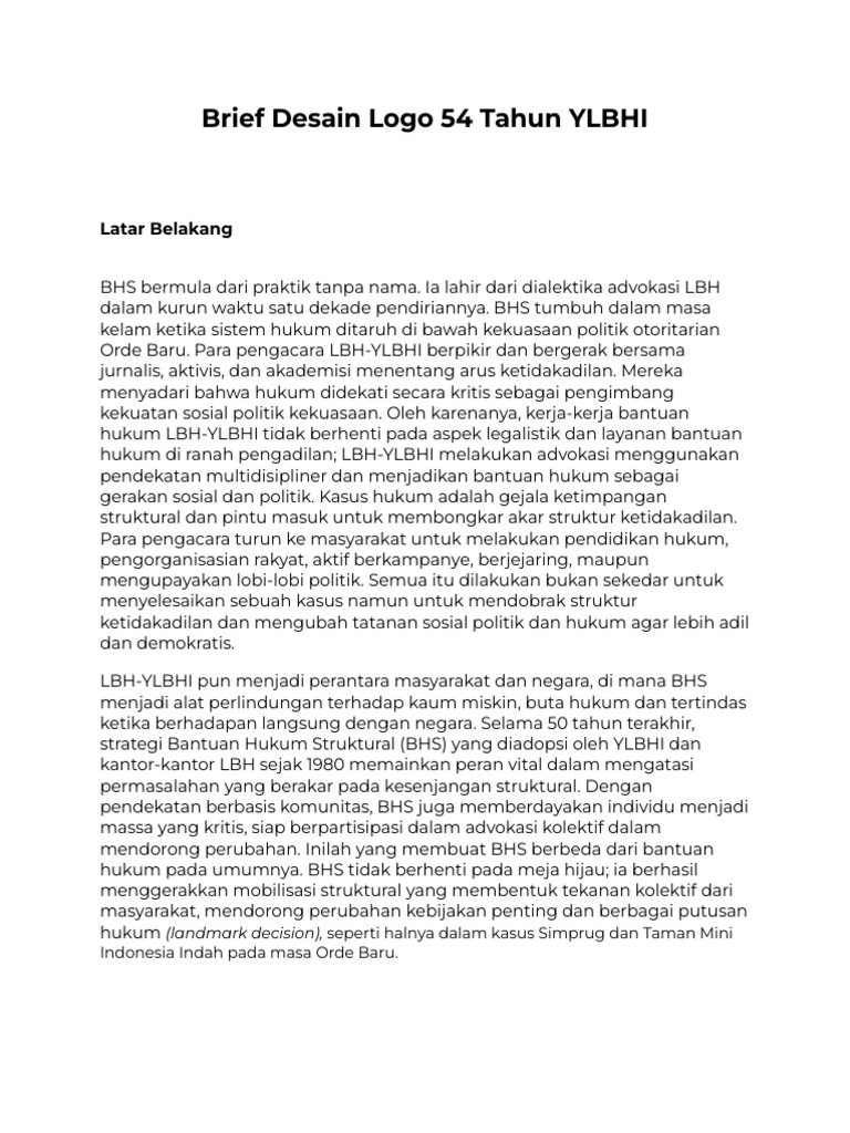 Brief Desain Logo 54 Tahun YLBHI | PDF | Ilmu Sosial