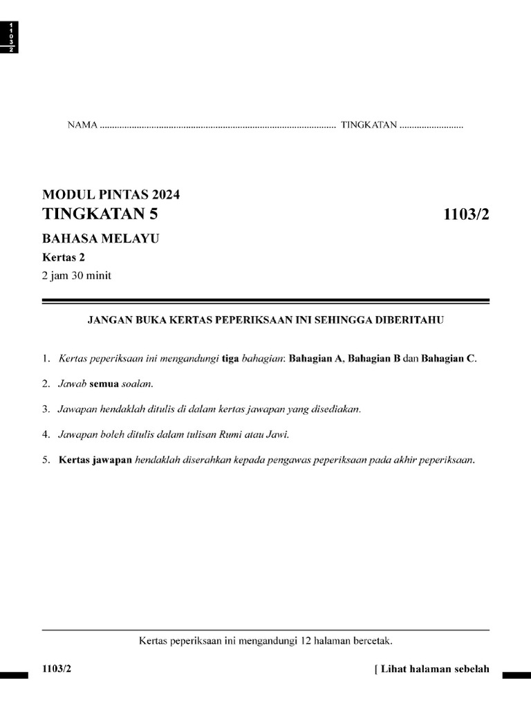 Set2 BM K2 SPM Selangor 2024 | PDF