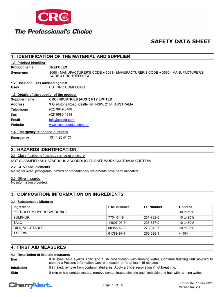 Cutting Compound Trefolex | PDF | Chemistry | Occupational Safety And ...
