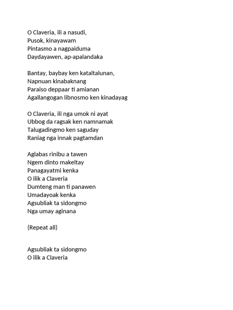 O Claveria Hymn Lyrics | PDF