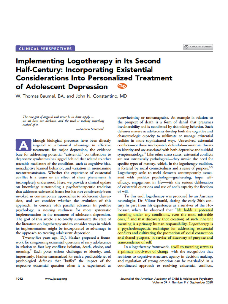 Logotherapy Gap Note | PDF