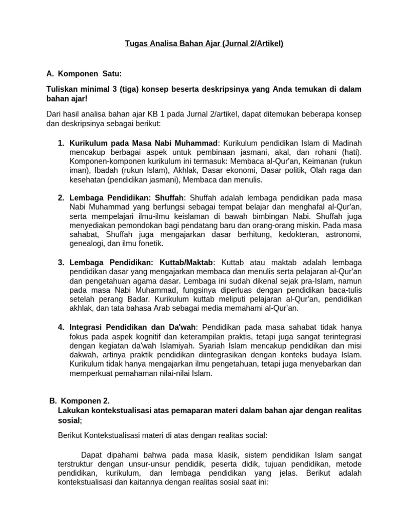 Tugas Analisa Bahan Ajar PPG PAI 2024 Modul SKI | PDF