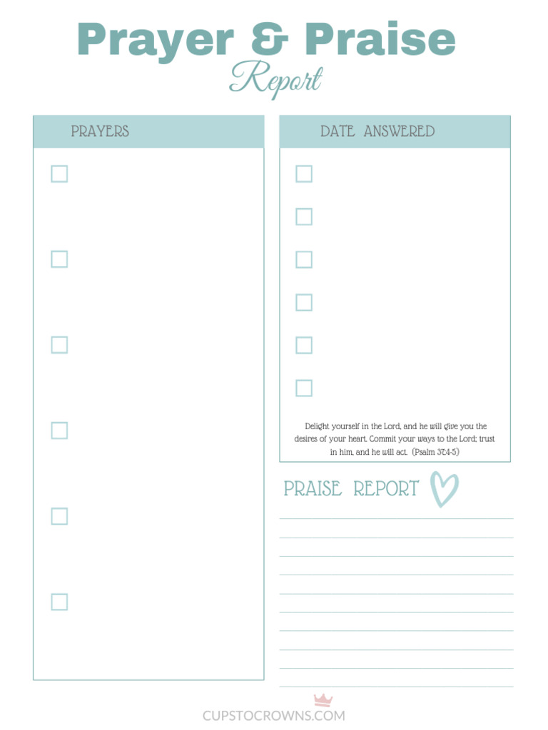 Prayer and Praise Report 4 | PDF