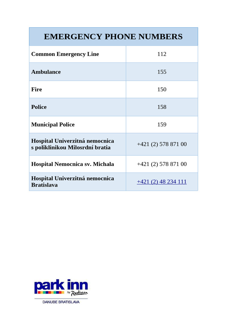 Emergency Phone Numbers | PDF