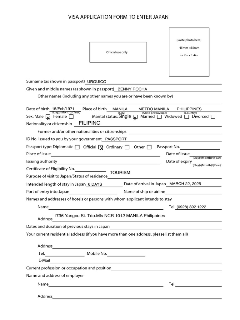 Japan Visa Application Form Guide | PDF | Travel Visa | Passport