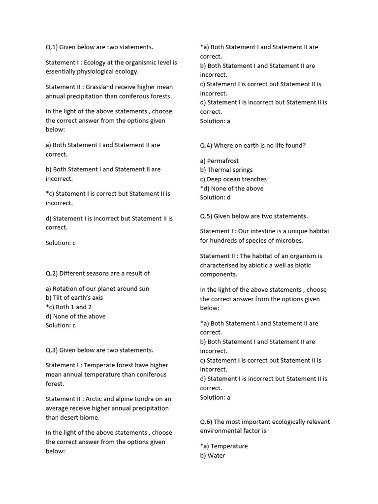 Organisms and Populations Quiz | PDF | Natural Environment | Ecology