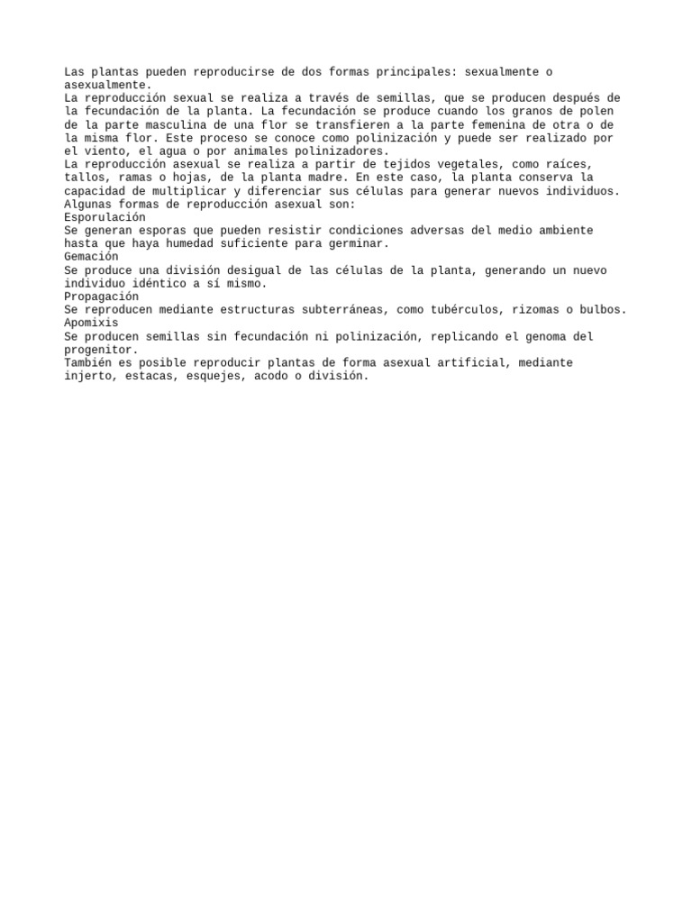 Reproducción de Plantas: Sexual y Asexual | PDF