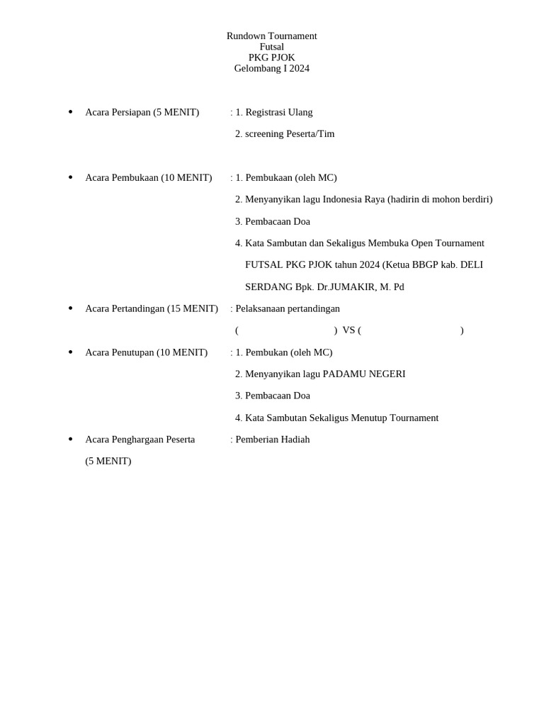 Rundown Tournament | PDF