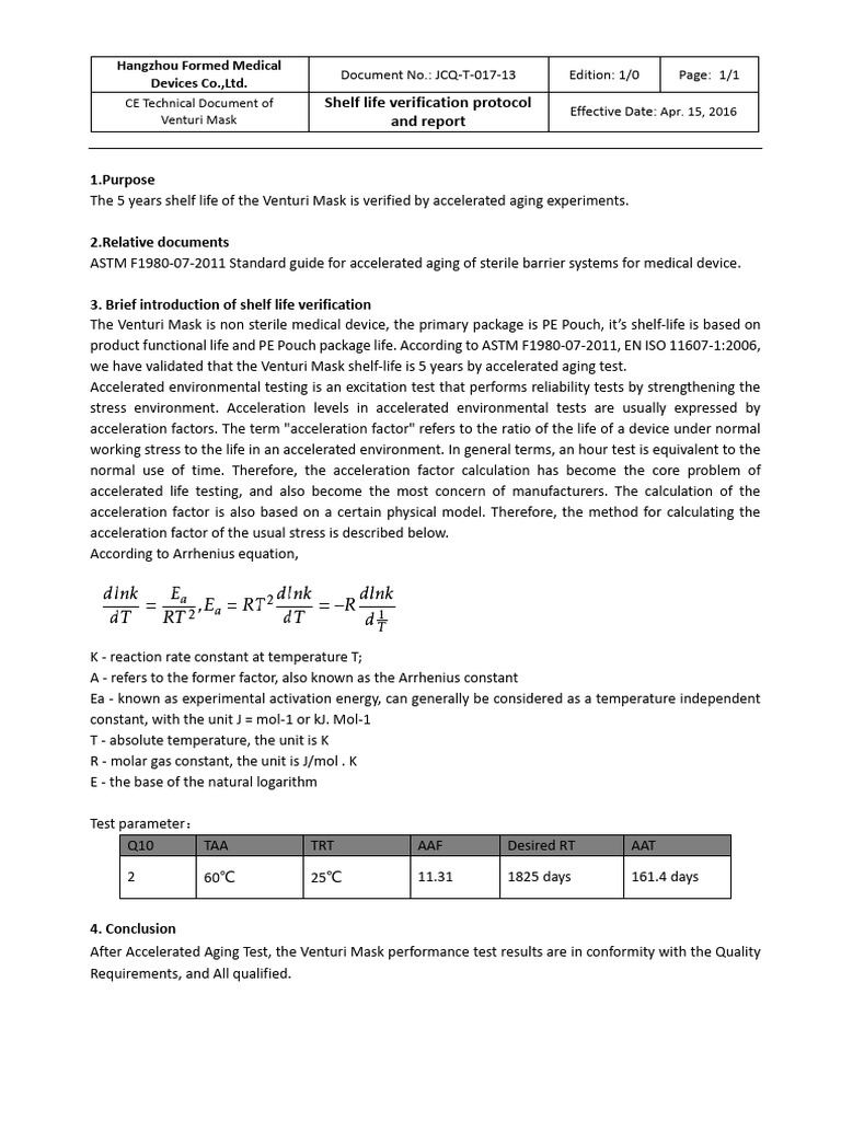 Shelf Life Verification Protocol and Report | PDF | Shelf Life ...