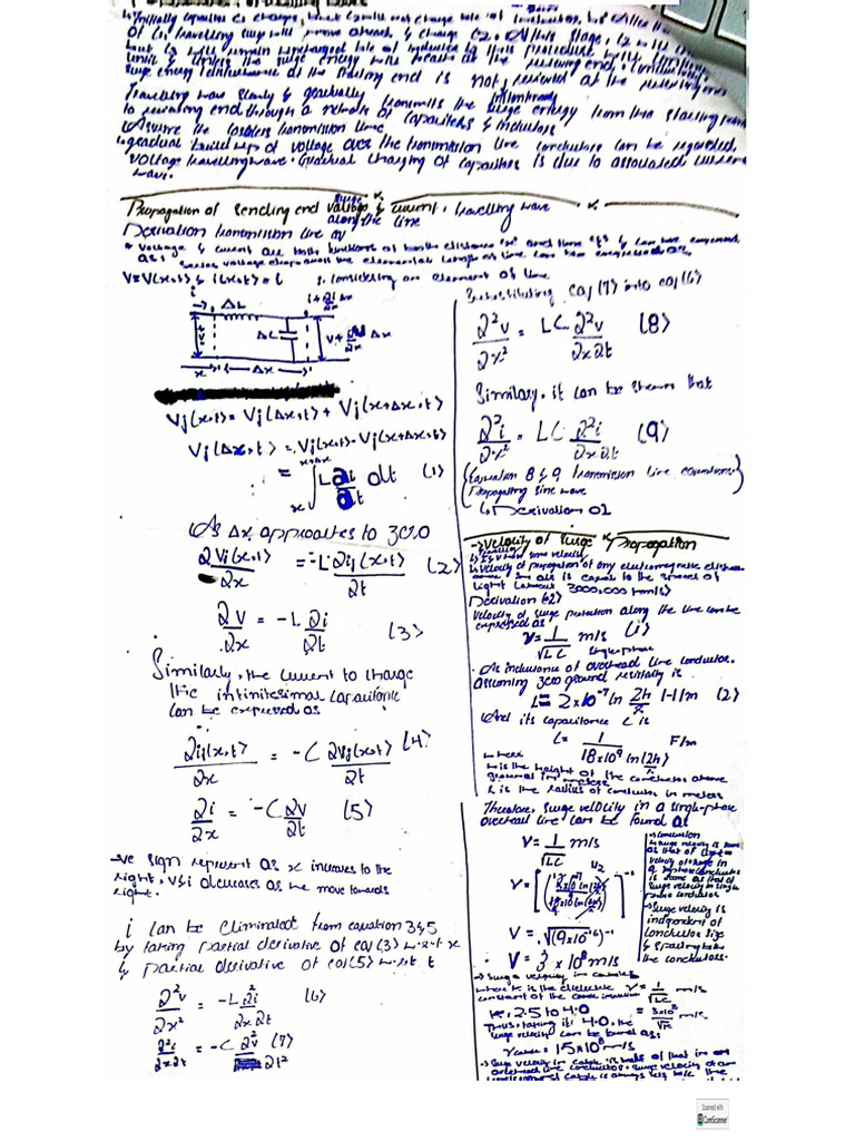Overvoltage, Transients and Travelling Waves Derivations | PDF