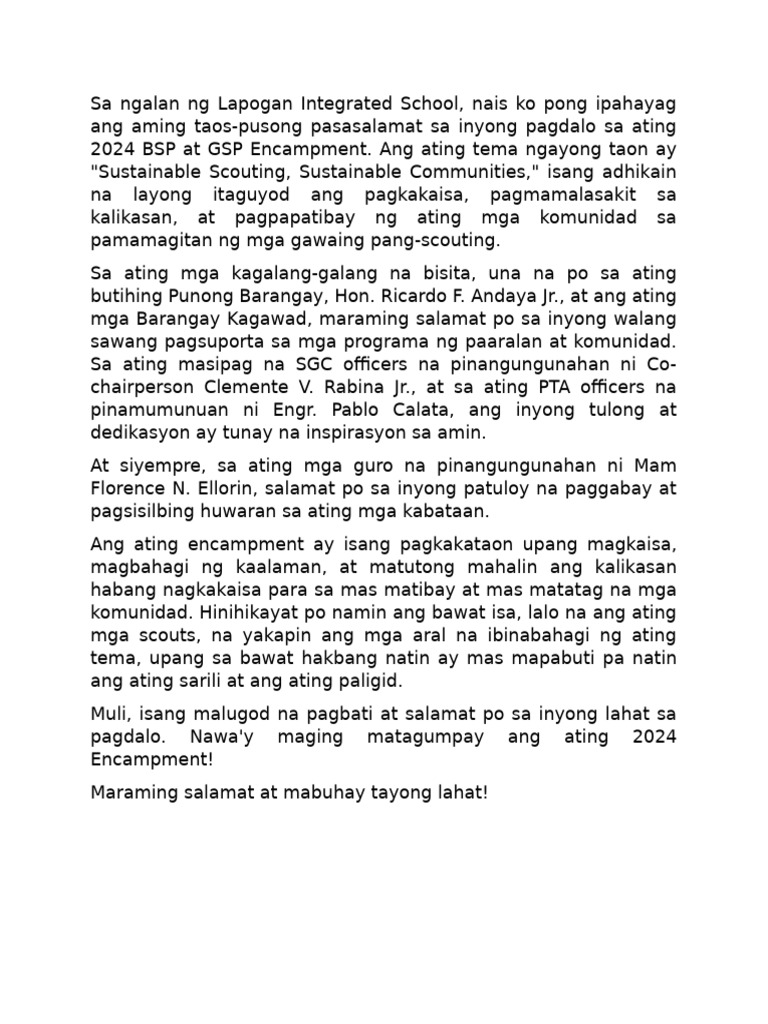 Sa Ngalan NG Lapogan Integrated School | PDF