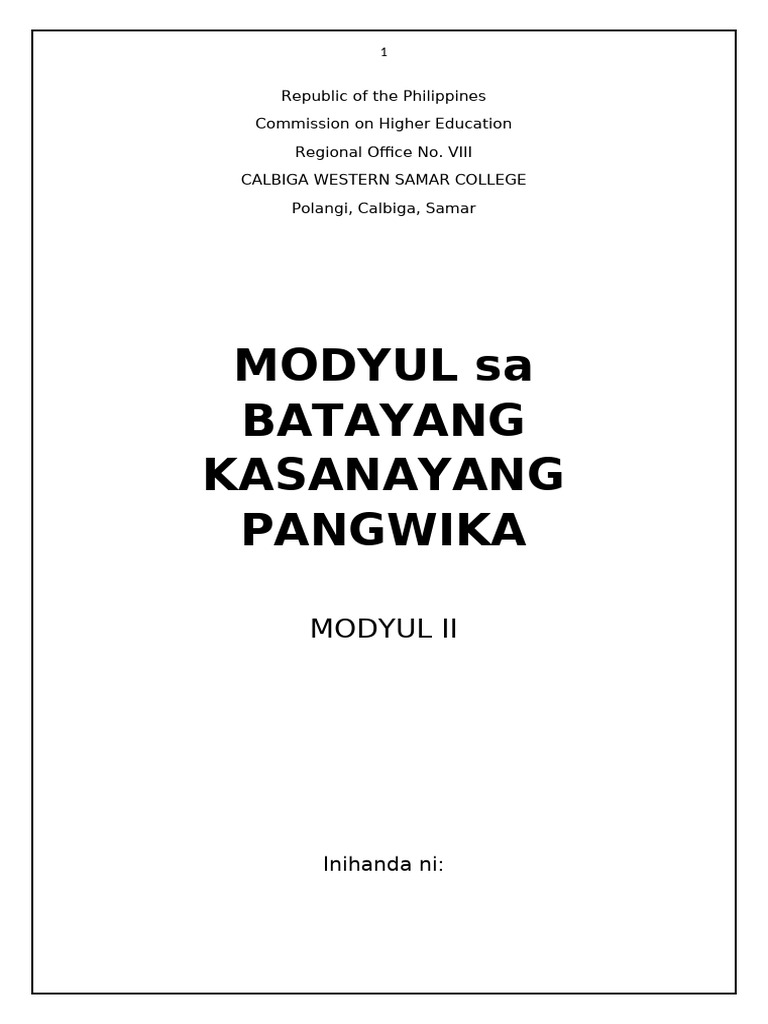 Midterm Module Batayang Kasanayang Pangwika 2022 2023 | PDF