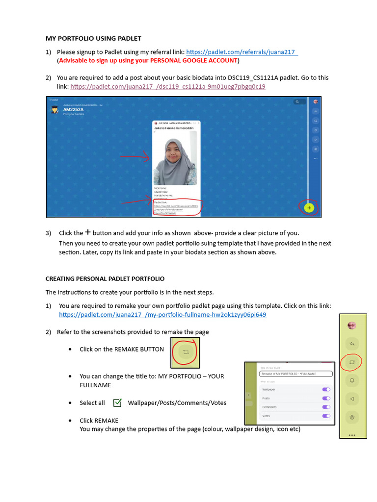 Create Your Padlet Portfolio Guide | PDF