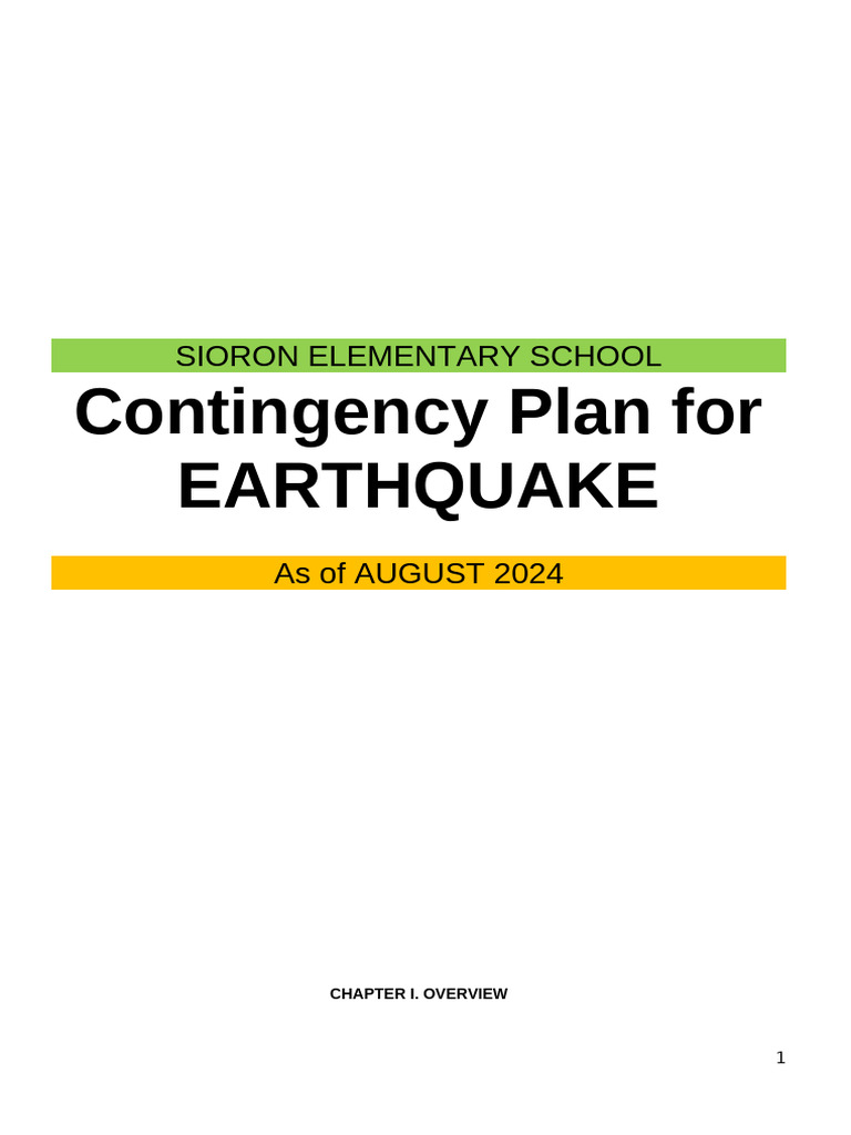 Contingency Plan - EARTHQUAKE | PDF | Flood | Earthquakes