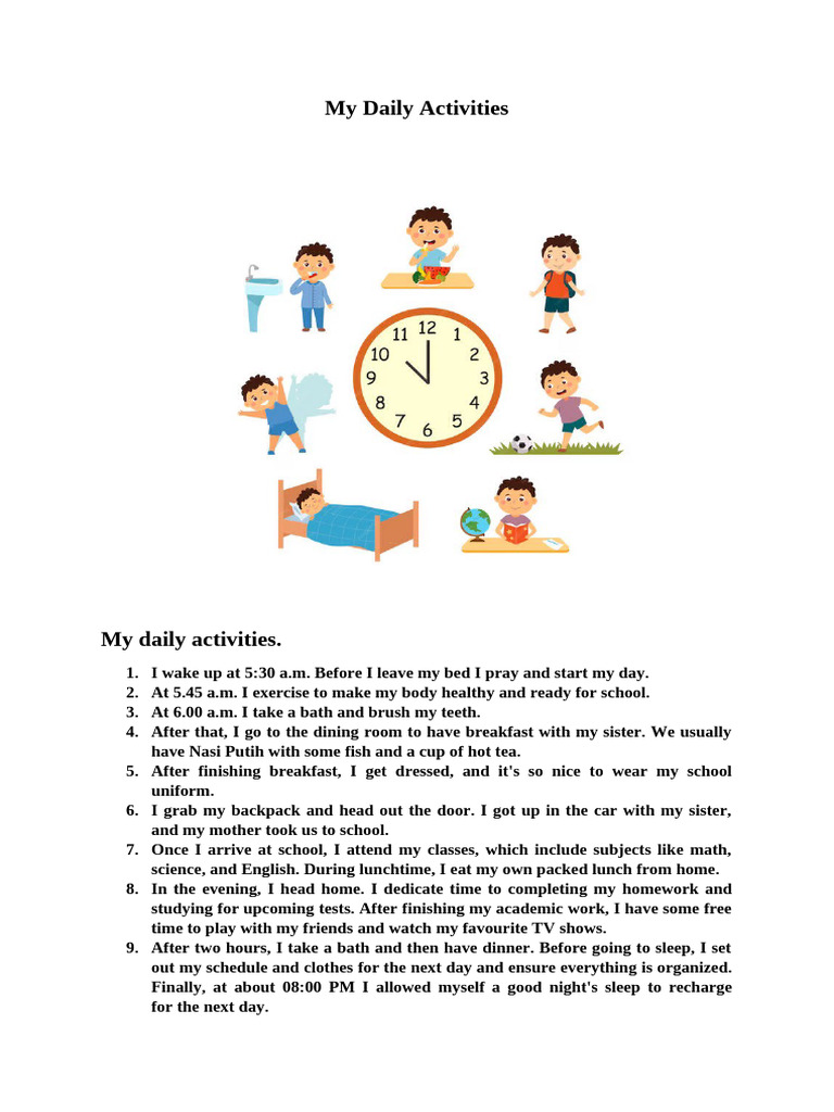 My Daily Activities | PDF | Self-Improvement | Lifestyle