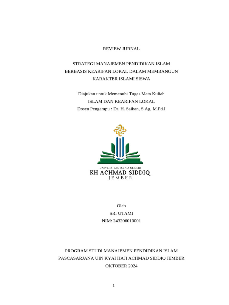 Review Jurnal - Islam & Kearifan Lokal-Sri Utami | PDF