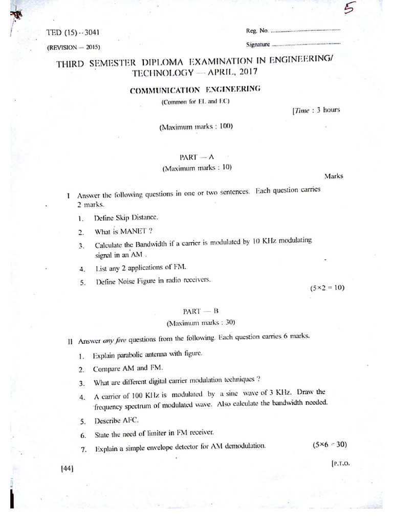 Communication Engg A17 R15 3041 | PDF