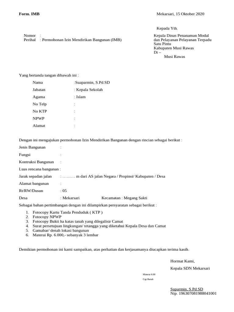 Surat Keterangan IMB | PDF