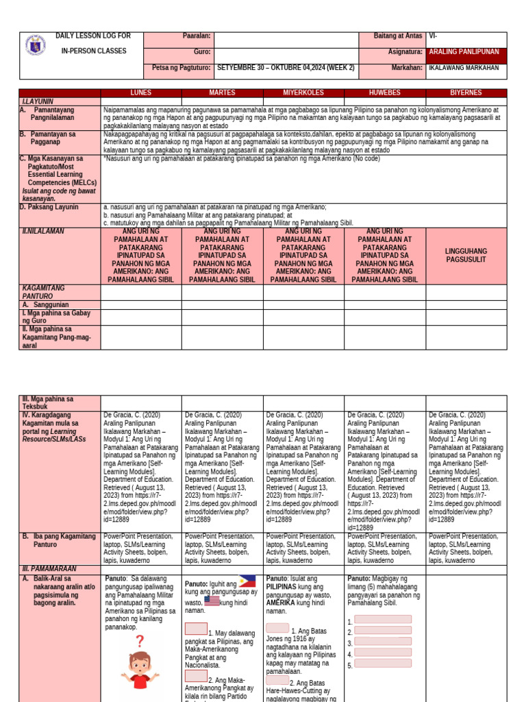 G6 Q2W2 DLL AP (MELCs) | PDF