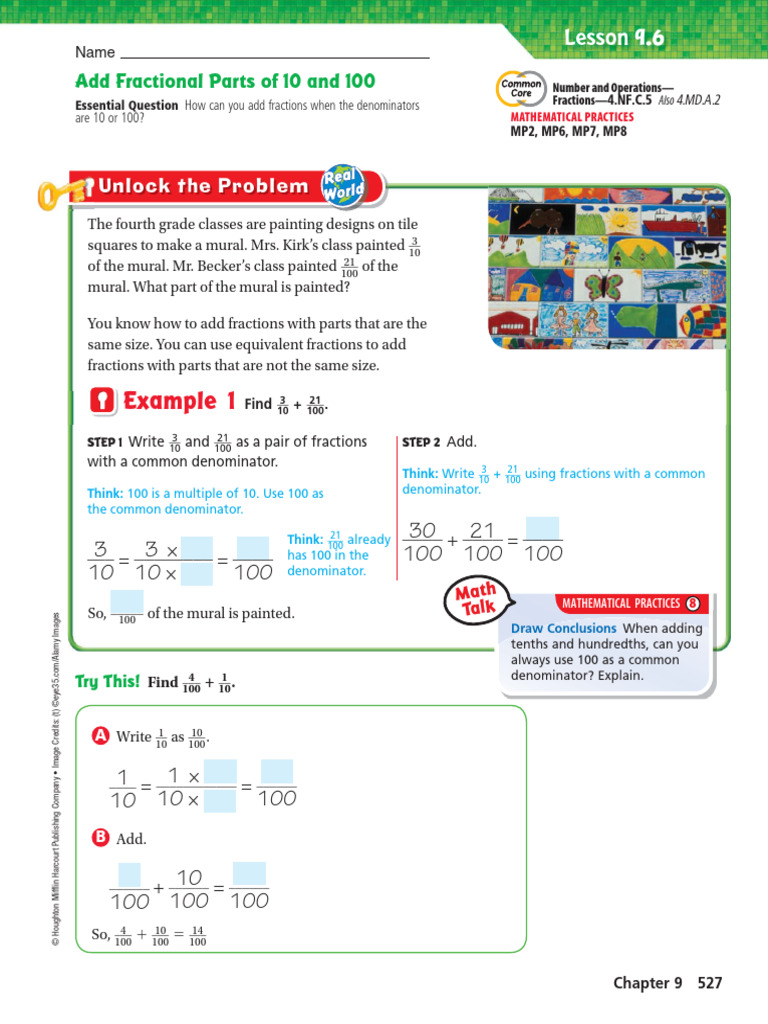 Example 1: Add Fractional Parts of 10 and 100 | PDF | Mathematical ...