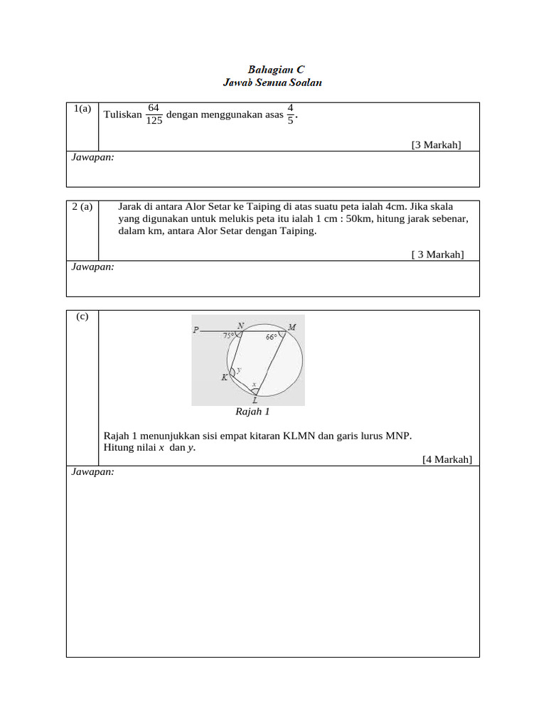 Soalan Uasa MT Form3 2024 | PDF