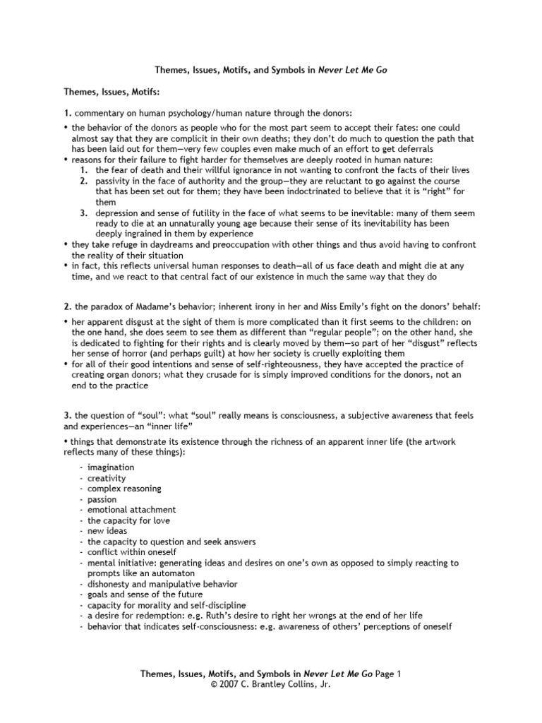 Never Let Me Go Themes Issues Motifs and Symbols | PDF | Awareness ...