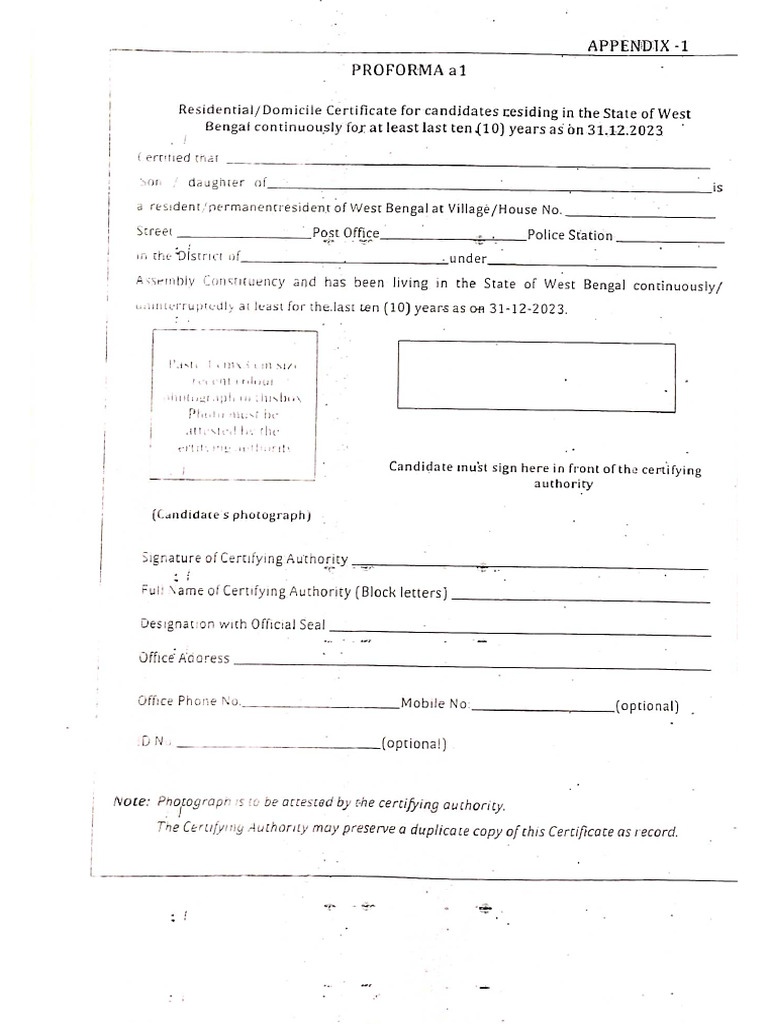 Domicile Certificate | PDF