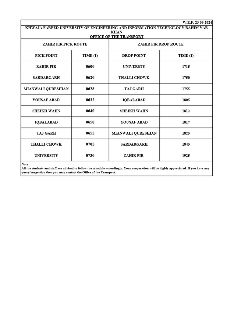 UPDATE Route Plan 23-09-2024 | PDF | Road Transport | Land Transport