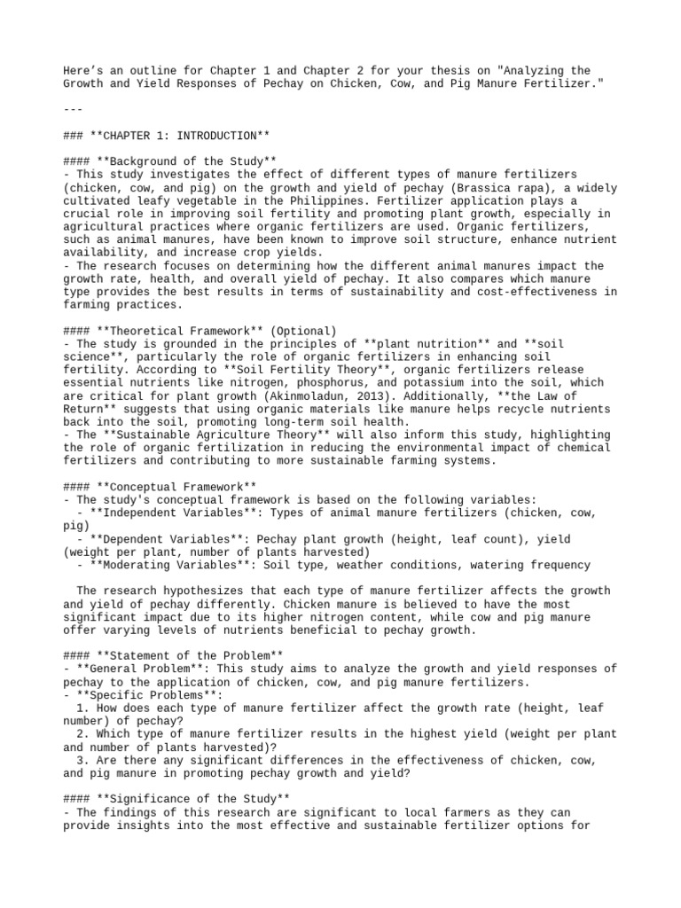 Here's An Outline For Chapter 1 and | PDF | Fertilizer | Manure